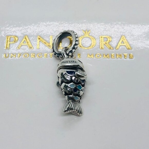 Pandora | Jewelry | Pandora Blue Scaled Fish Dangle Charm | Poshmark